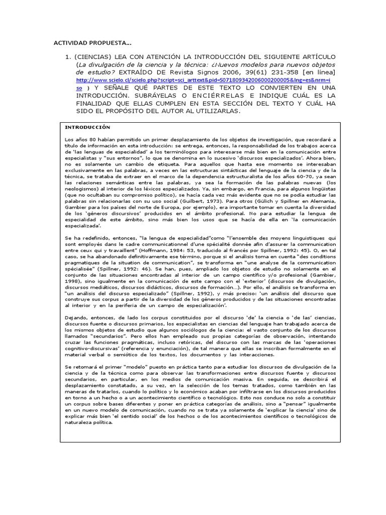 Actividad Reconocer Las Partes de Una Introducción | PDF | Lingüística ...
