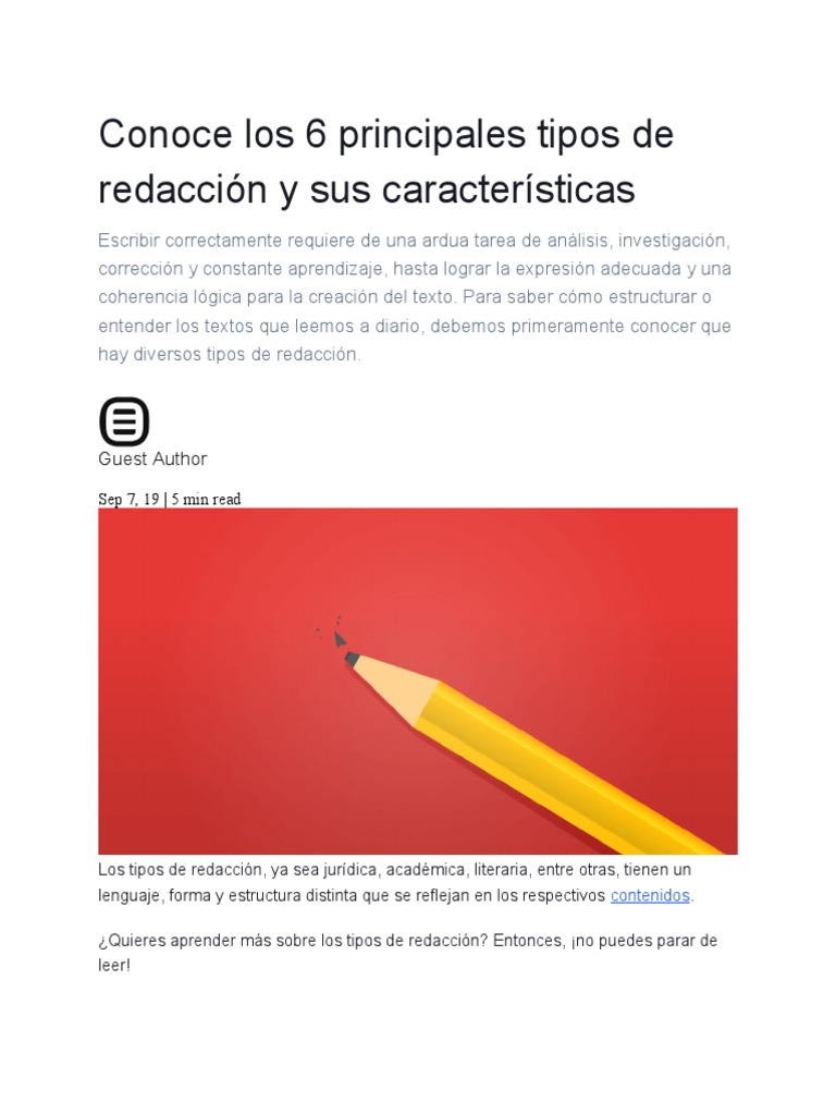 Conoce Los 6 Principales Tipos de Redacción y Sus Características ...