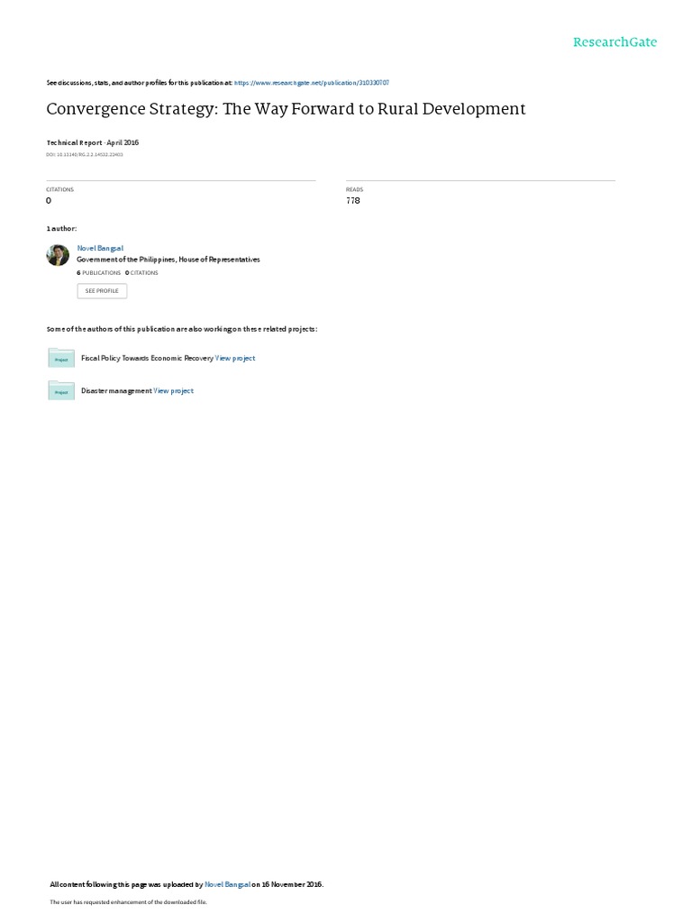 Convergence Strategy: The Way Forward To Rural Development: April 2016 ...