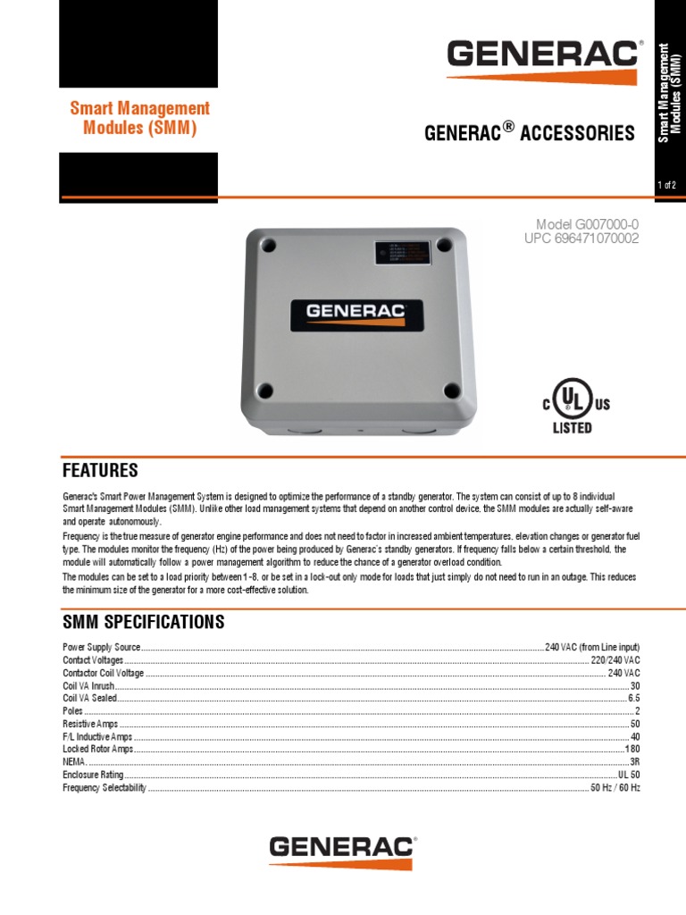 Smart Management Modules (SMM) : Generac Accessories | PDF | Electric ...