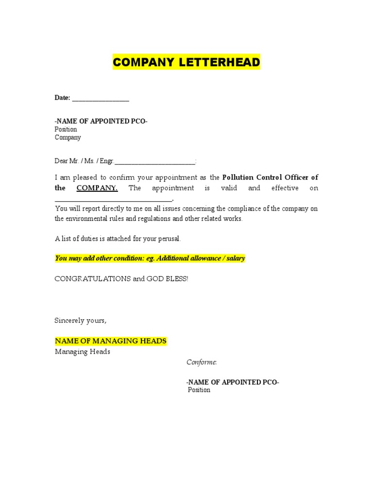 5.sample Letter of Appointment | PDF