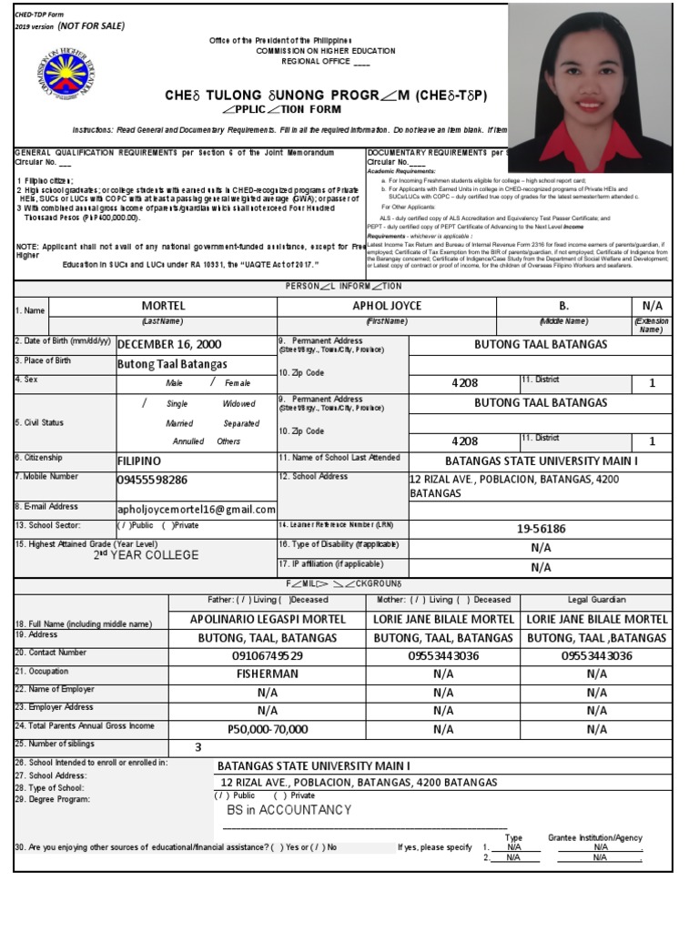 Ched Scholarship 2022 To 2023 Application Form - Printable Forms Free Online