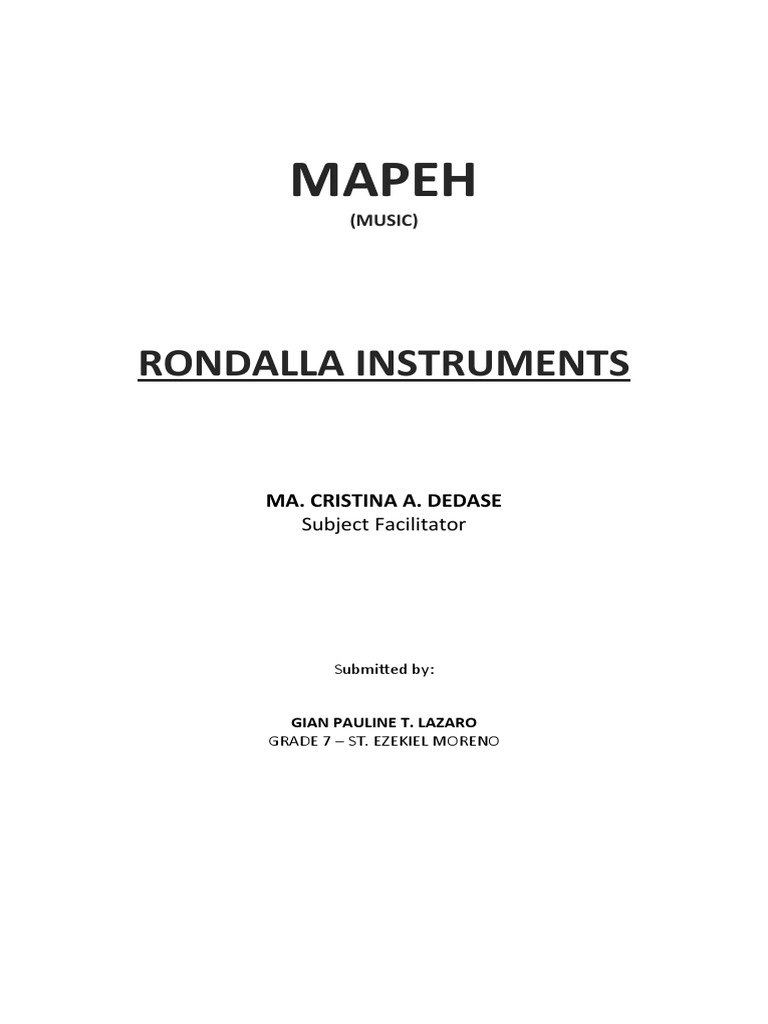 Mapeh: Rondalla Instruments | PDF | Double Bass | Guitars
