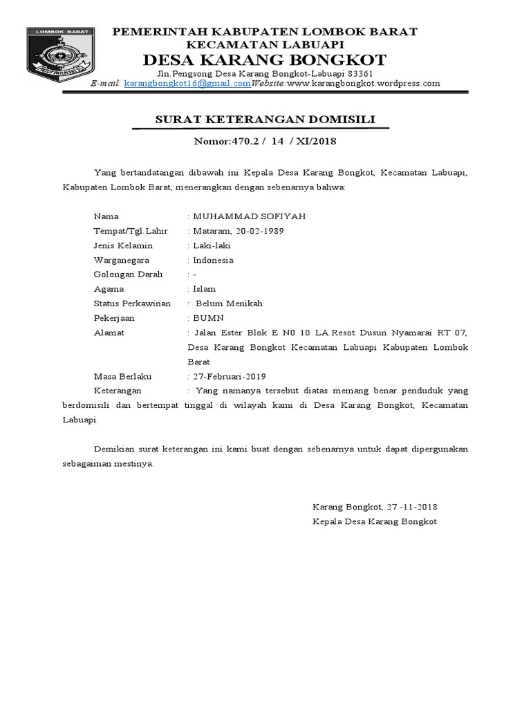 Kop Surat Benar - SK Domisili | PDF