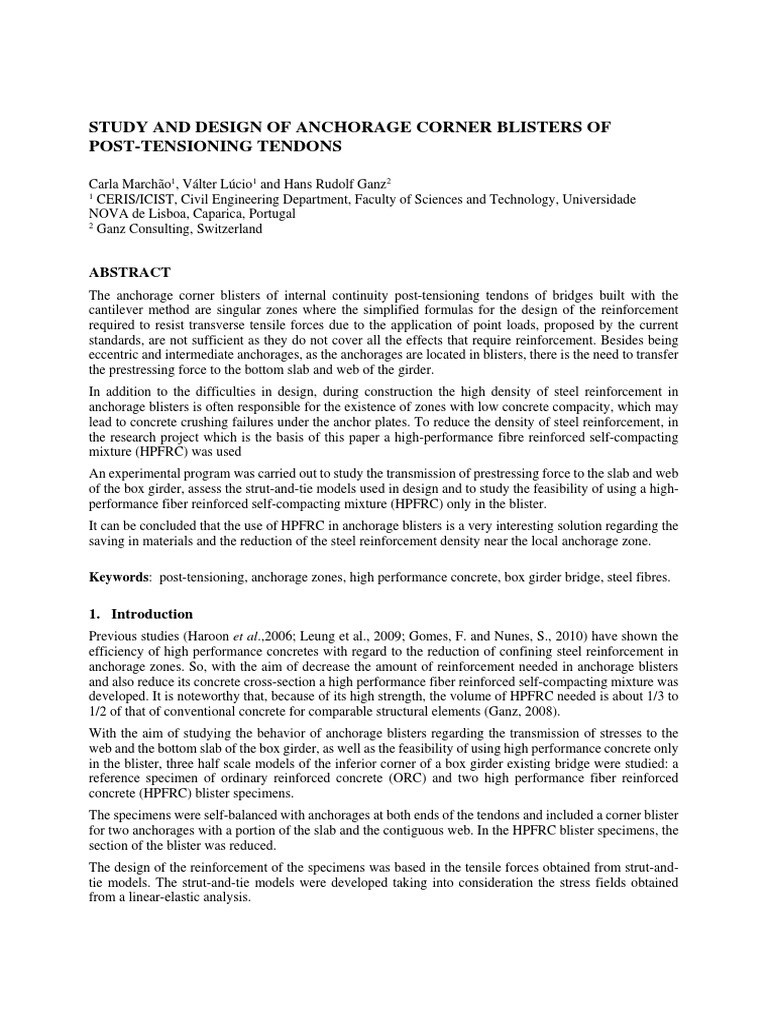 Study and Design of Anchorage Corner Blisters of Post-Tensioning ...