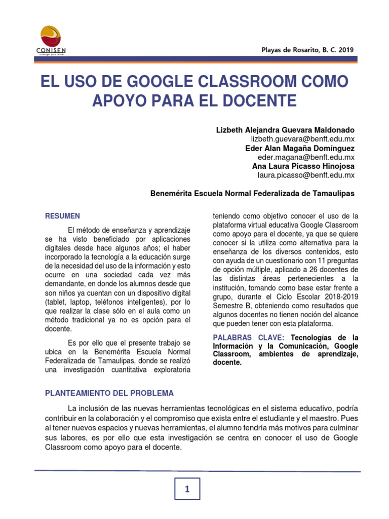 El Uso de Google Classroom Como Apoyo para El Docente | PDF ...