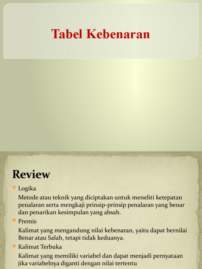 Tabel Kebenaran Dan Proposisi Majemuk | PDF