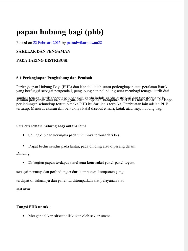 Pengoperasian & Pemeliharaan PHBTR | PDF