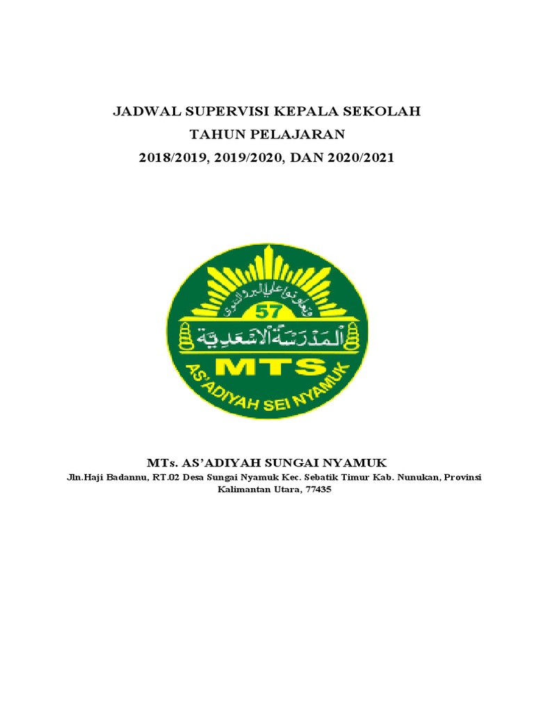 Cover JADWAL SUPERVISI KEPALA SEKOLAH | PDF