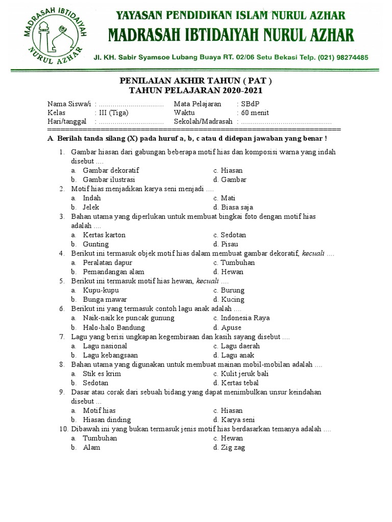 Soal SBK Kelas 3 | PDF