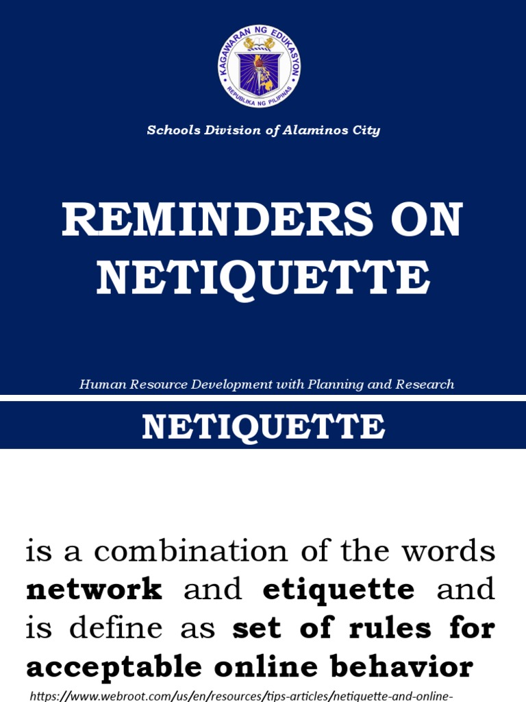 Reminders On Netiquette | PDF | Communication | Cyberspace
