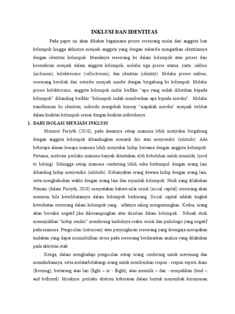Proses Inklusi dan Identitas Sosial | PDF