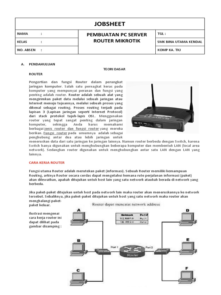 Jobsheet Pembuatan Server Mikrotik | PDF | Seni