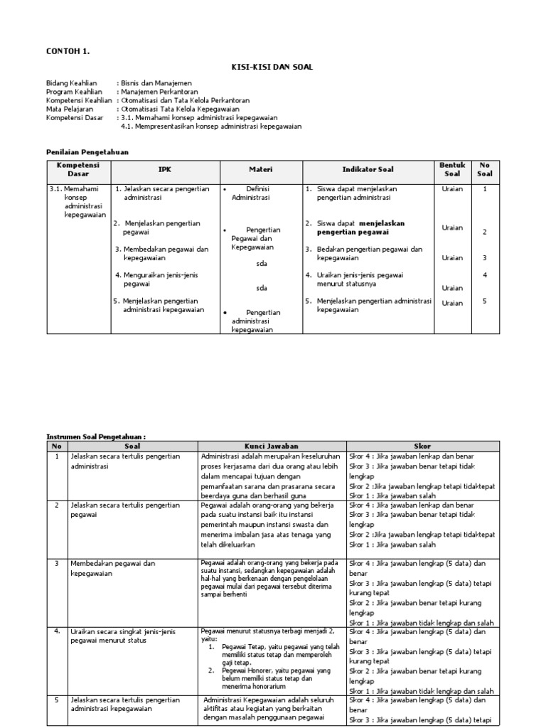 Tugas 4 Kisi-Kisi Soal | PDF