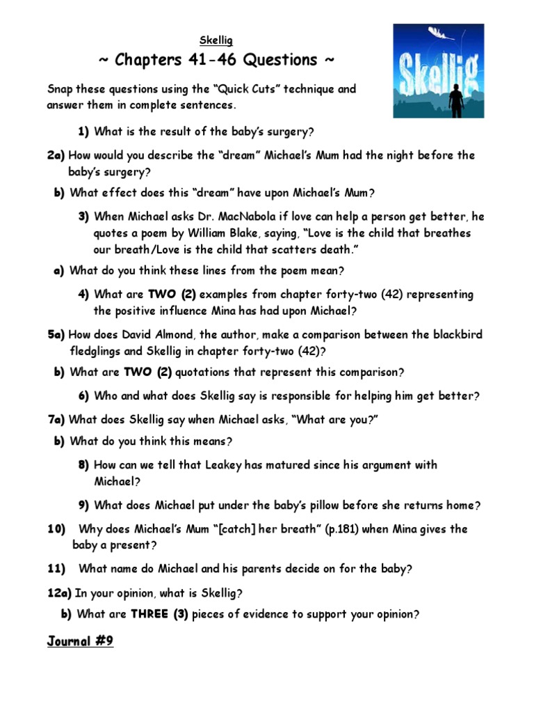 Chapters 41-46 Questions : Skellig | PDF