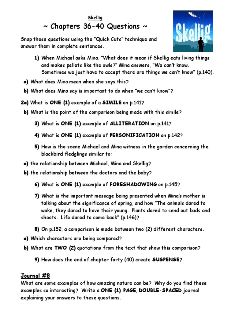 Skellig - Chapters Questions 36-40 | PDF