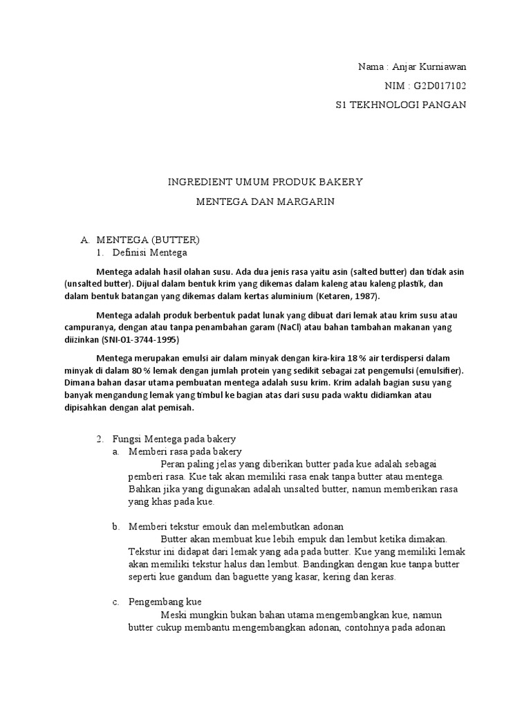 Perbandingan Mentega dan Margarine Bakery | PDF