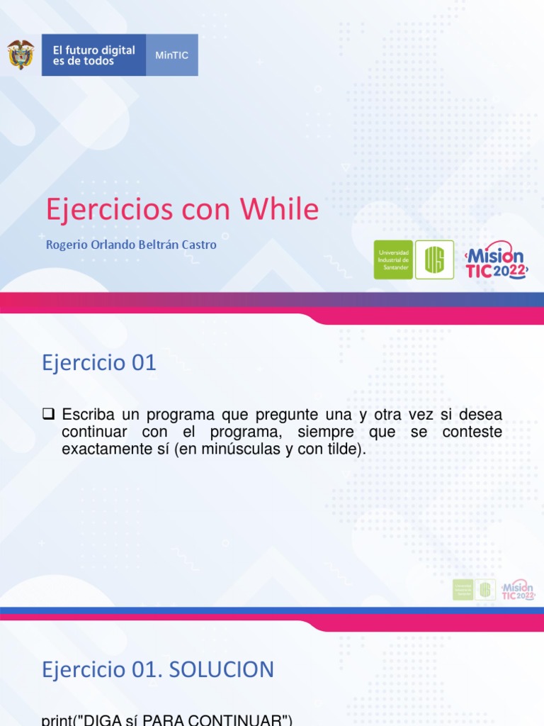 Ejercicios While | PDF | Enseñanza de matemática | Science