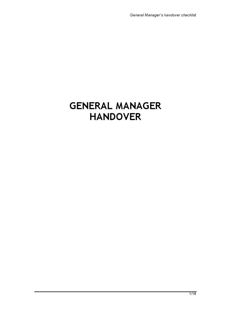General Manager's Handover Checklist | PDF | Payments | Accounting And ...