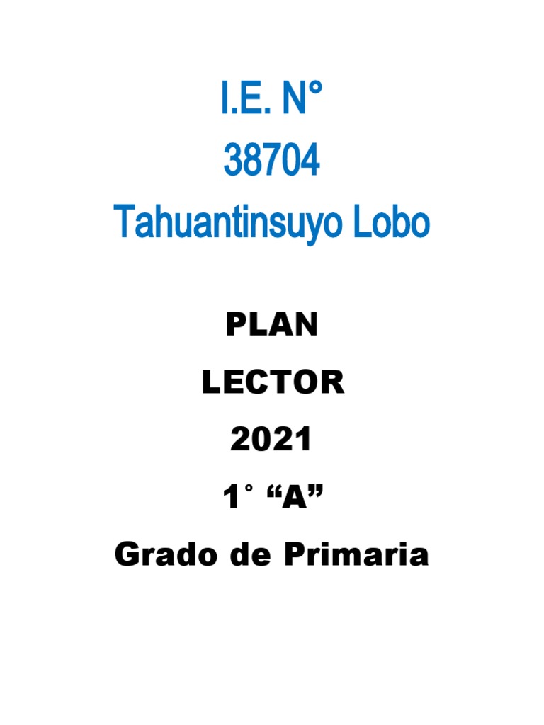 Plan Lector Primer Grado A | PDF | Educación primaria | Comprensión lectora