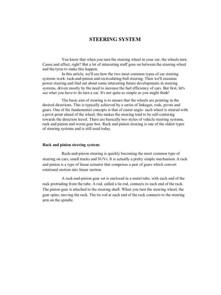 1.conventional Steering | PDF | Steering | Electric Motor