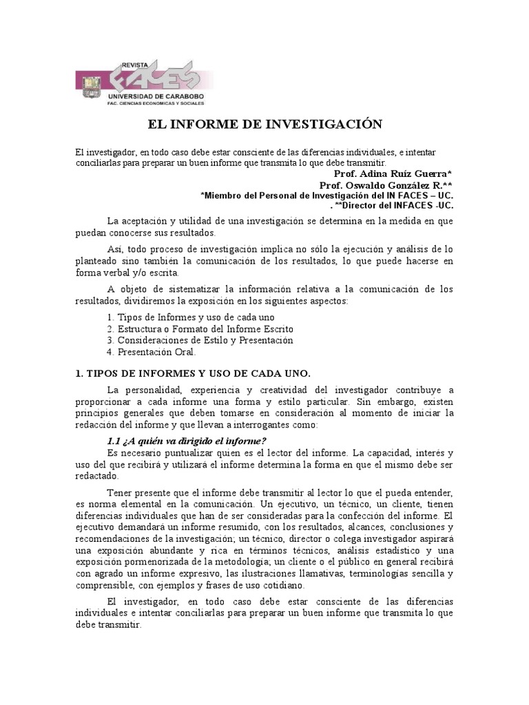 El Informe de Investigacion Como Escribirlo | PDF | Validez (Estadísticas) | Puntuación