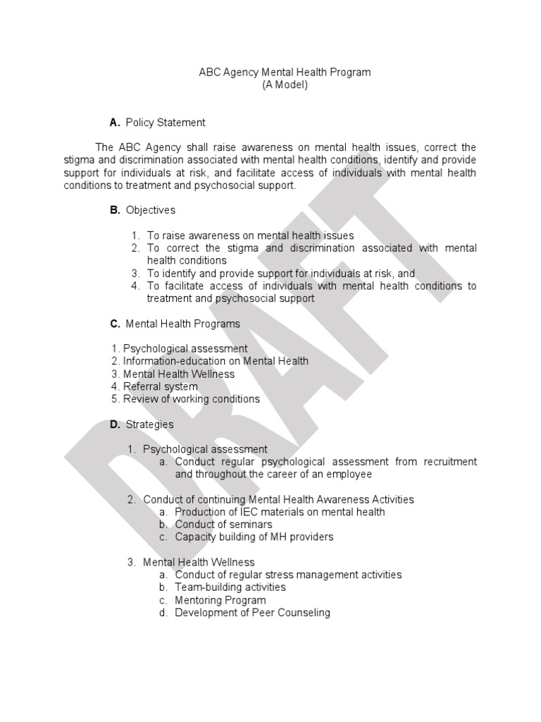Mental Health Program-Model | PDF | Mental Health | Health Care
