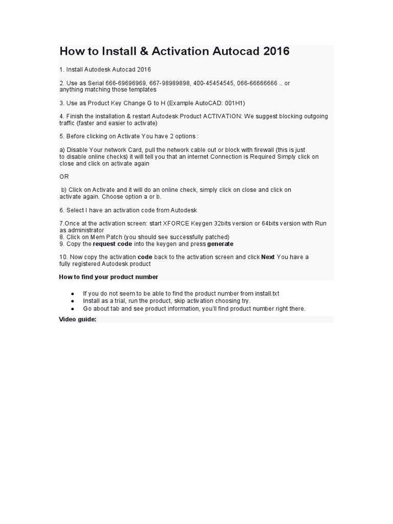How To Install & Activation Autocad 2016 | PDF