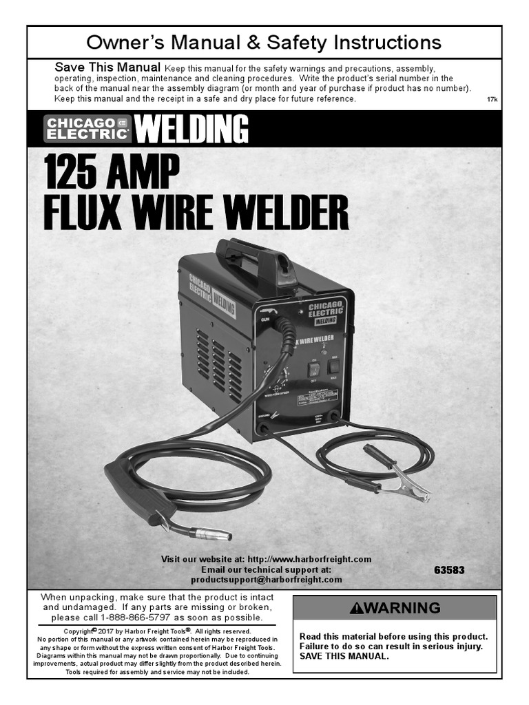 Chicago Electric 125amp Flux Wire Welder | PDF | Welding | Construction