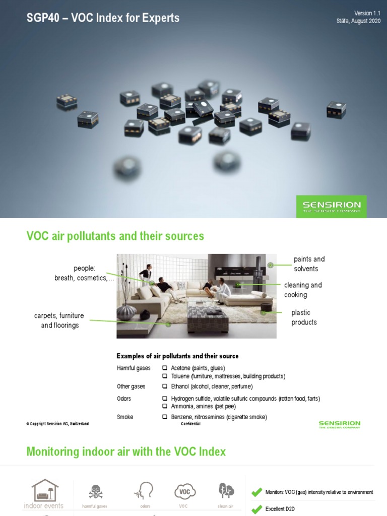 Sensirion - SGP40 - VOC Index For Experts - D1 | PDF | Volatile Organic Compound | Odor