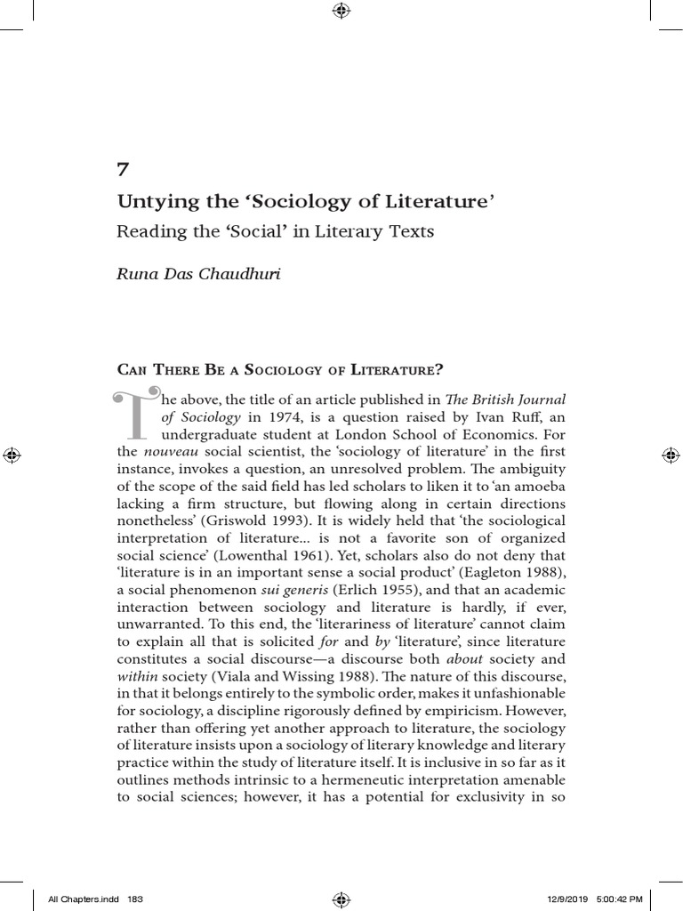 7 Untying The Sociology of Literature': Reading The Social' in Literary ...