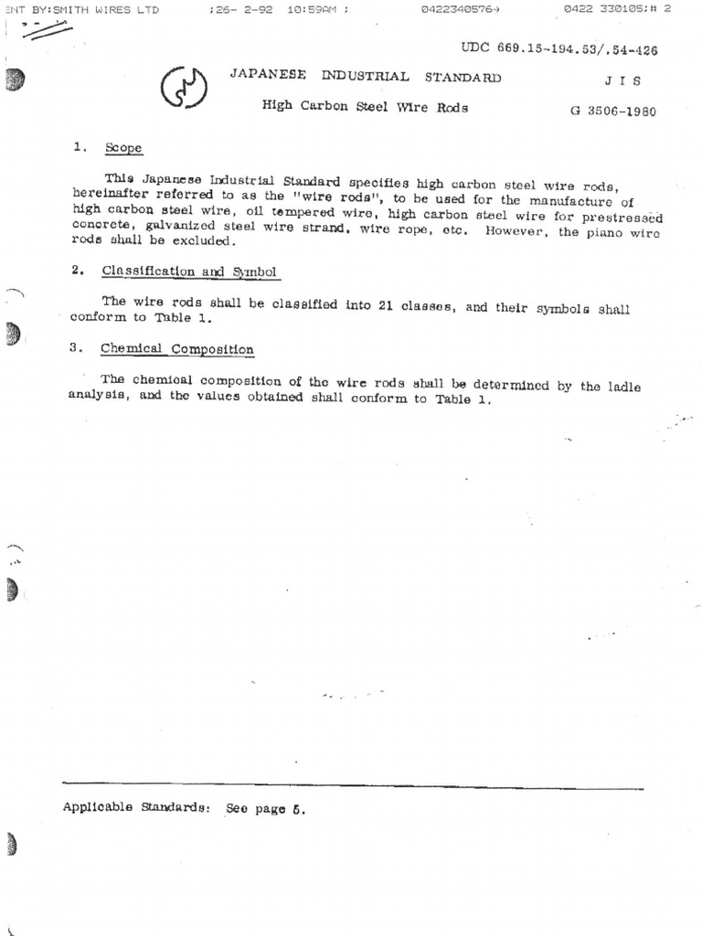 Jis G3506 1980 | PDF