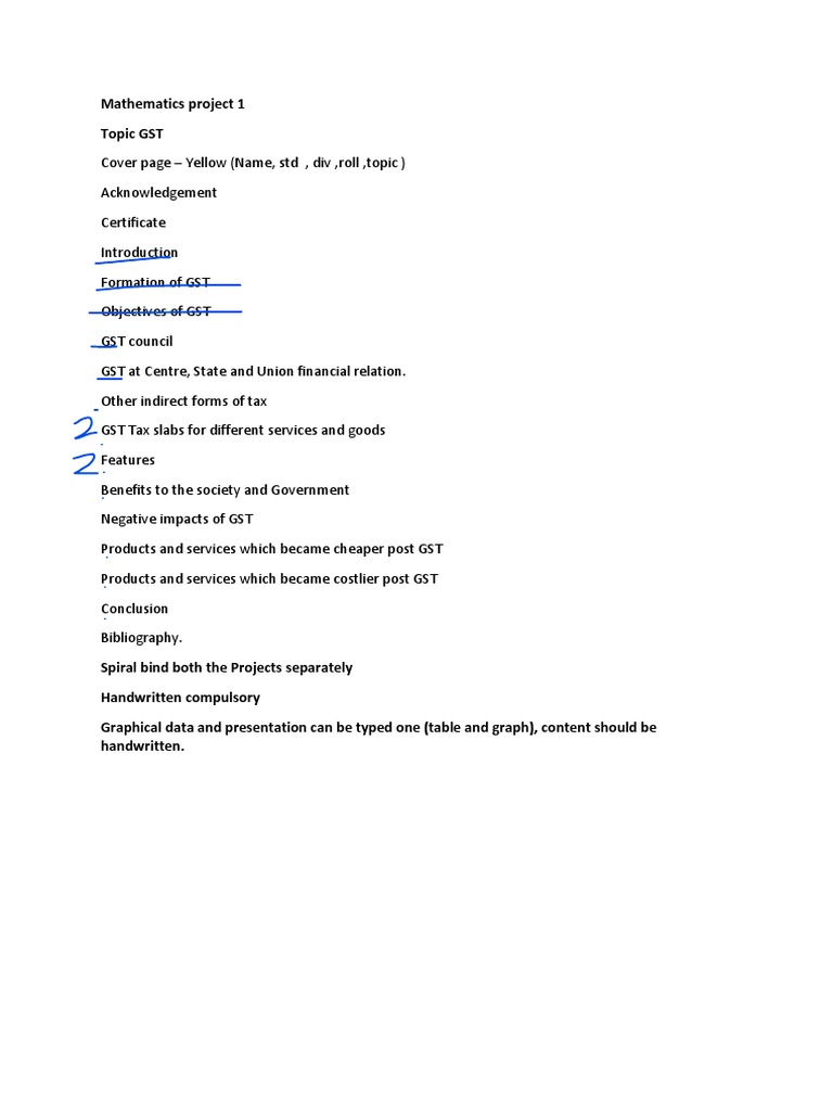 Mathematics Project 1 Topic GST | PDF