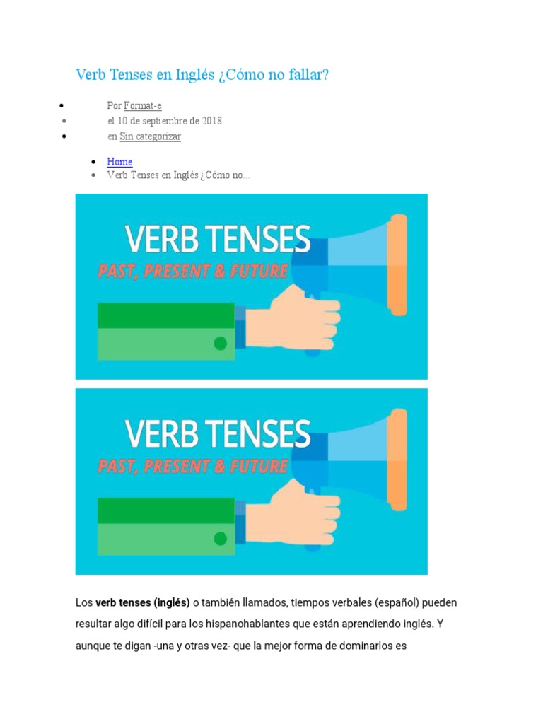 Verb Tenses en Inglés COMO NO FALLAR | PDF | Verbo | Asunto (gramática)