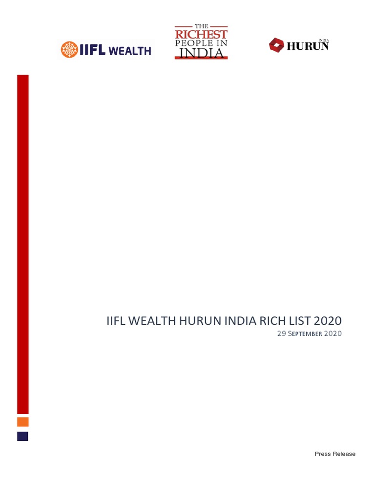 Report IIFL Wealth Hurun India Rich List 2020 | PDF | Entrepreneurship ...