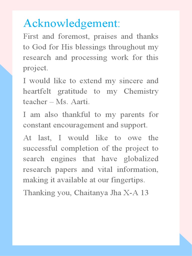 Acknowledgement Chemistry | PDF