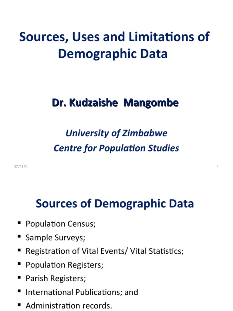 Demography Module 2 - Sources, Uses and Limitations - 2016 | PDF | Census | Demography