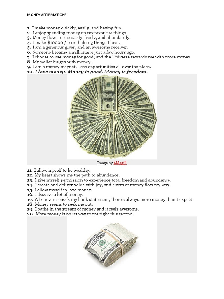 50 Money Affirmations For Your Reiki Box | PDF | Money | Economies