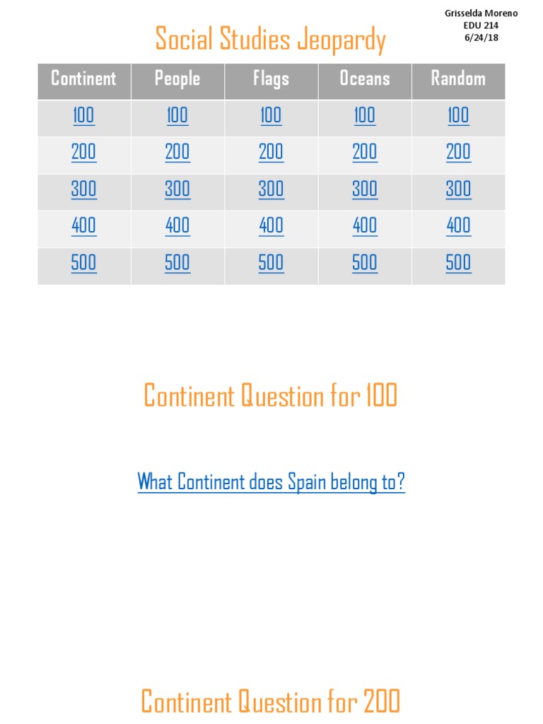 Jeopardy Game | PDF | Europe Travel | Nature