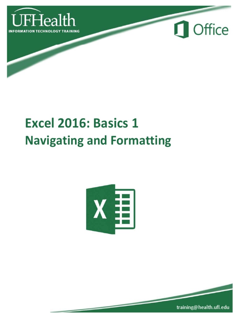 Excel 2016 Basics 1 Navigating And Formatting Pdf Microsoft Excel Text