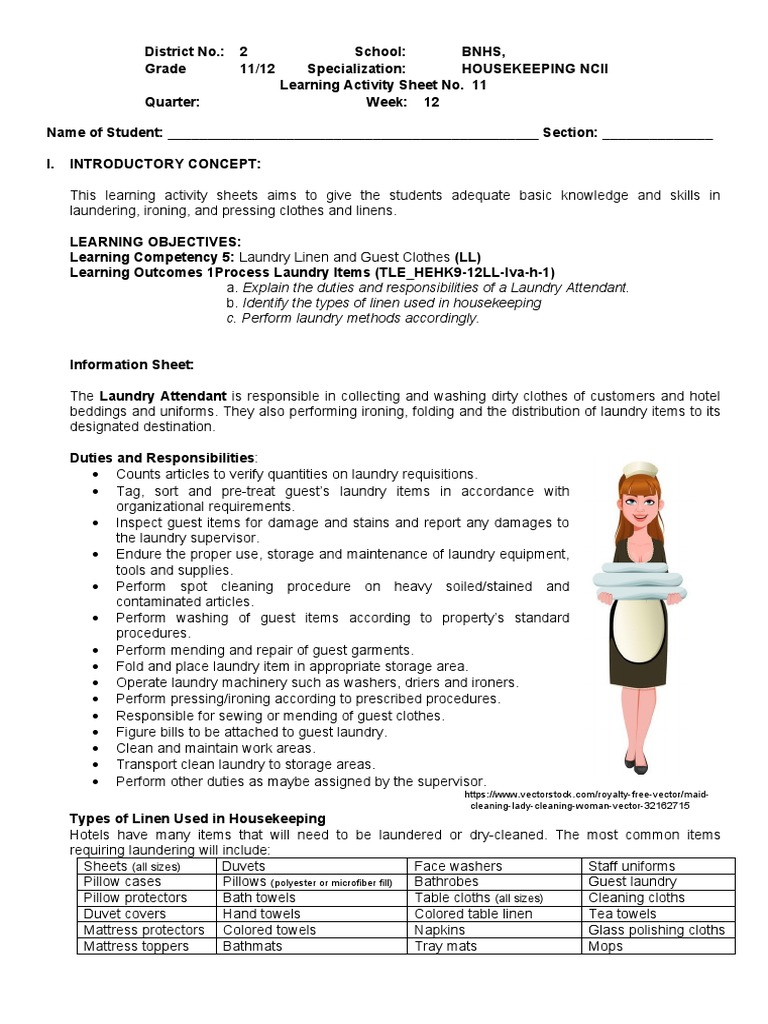 Laundry Procedures and Linen Types for Hotel Housekeeping | PDF ...
