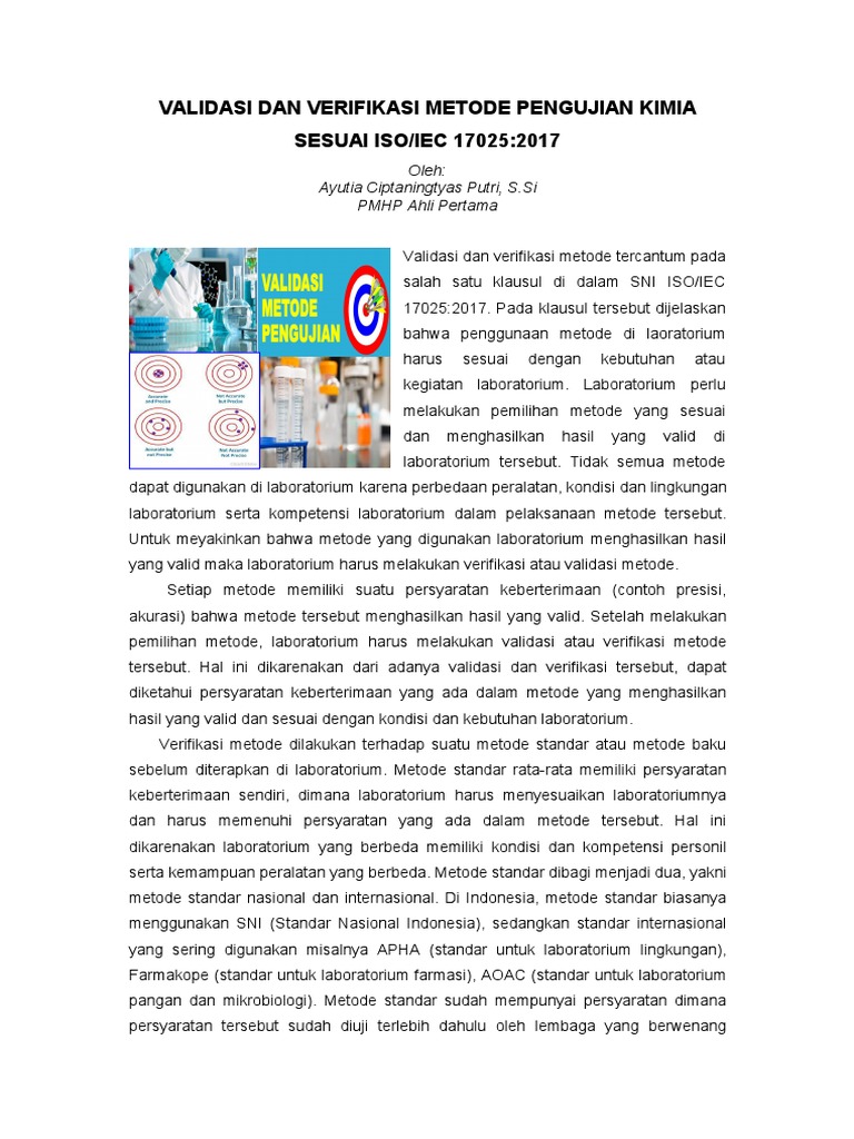 Tulisan Validasi Dan Verifikasi Metode Analisa Kimia | PDF