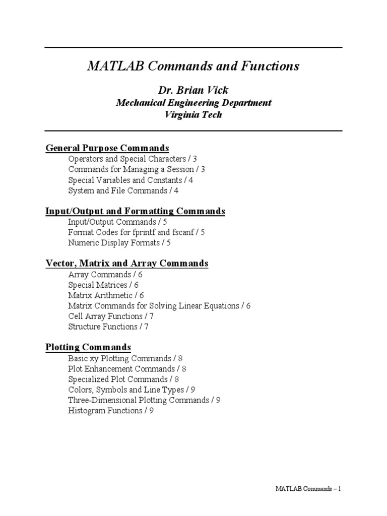 Mat Lab Commands | PDF | Computers