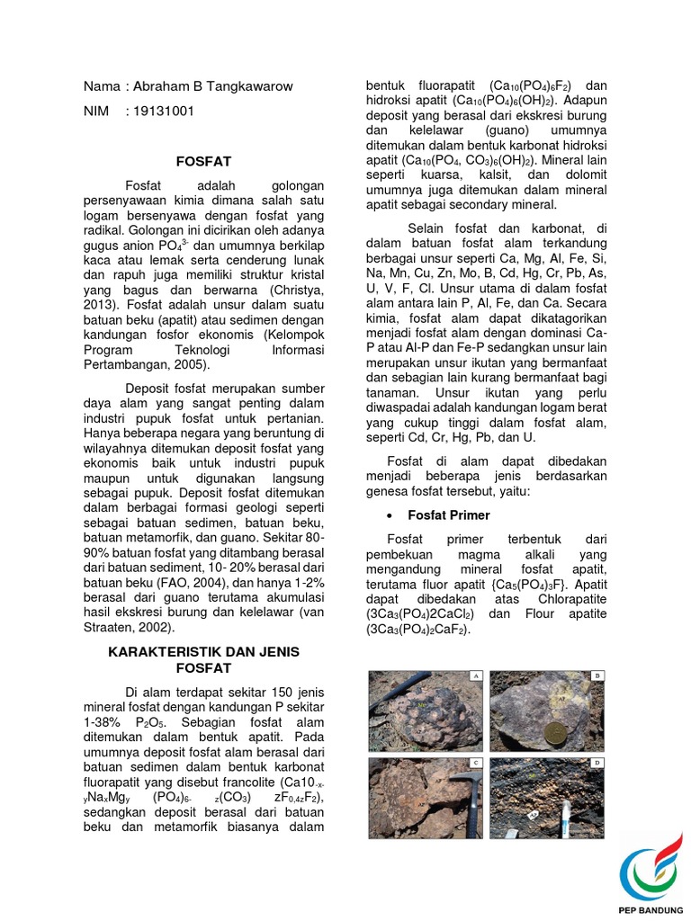 Karakteristik dan Deposit Fosfat Alam | PDF