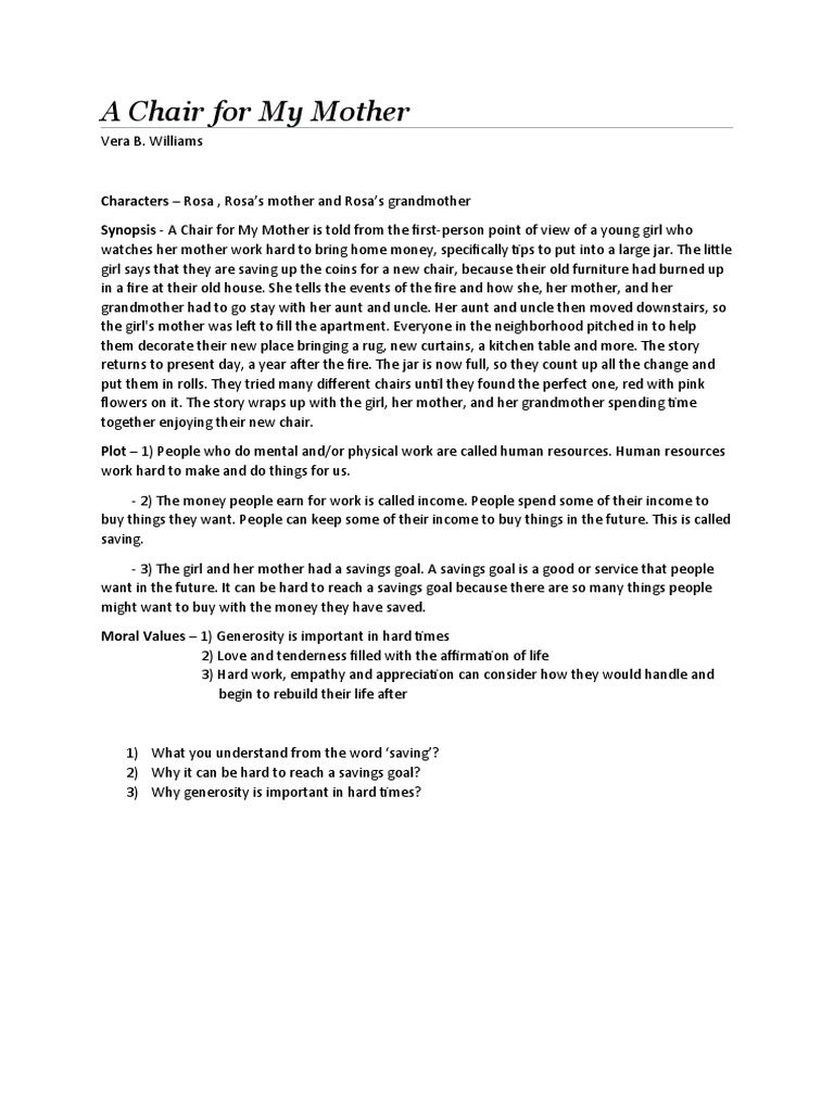 A Chair For My Mother | PDF