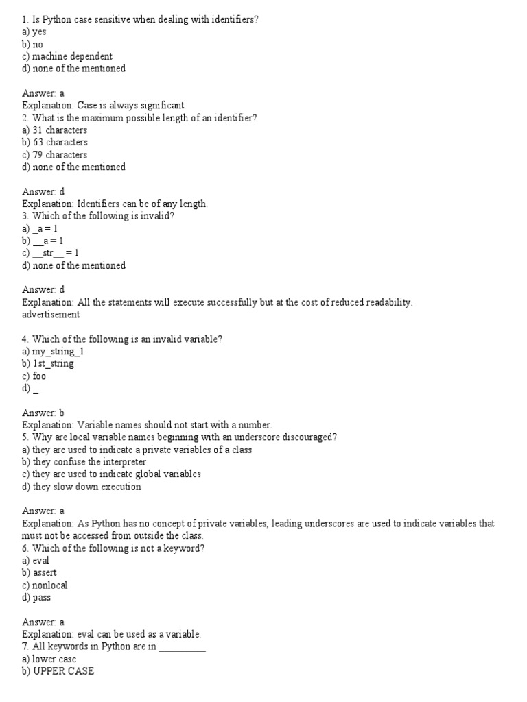 Python Fundamentals Quiz Key Concepts About Variables Data Types Operators And Expressions 