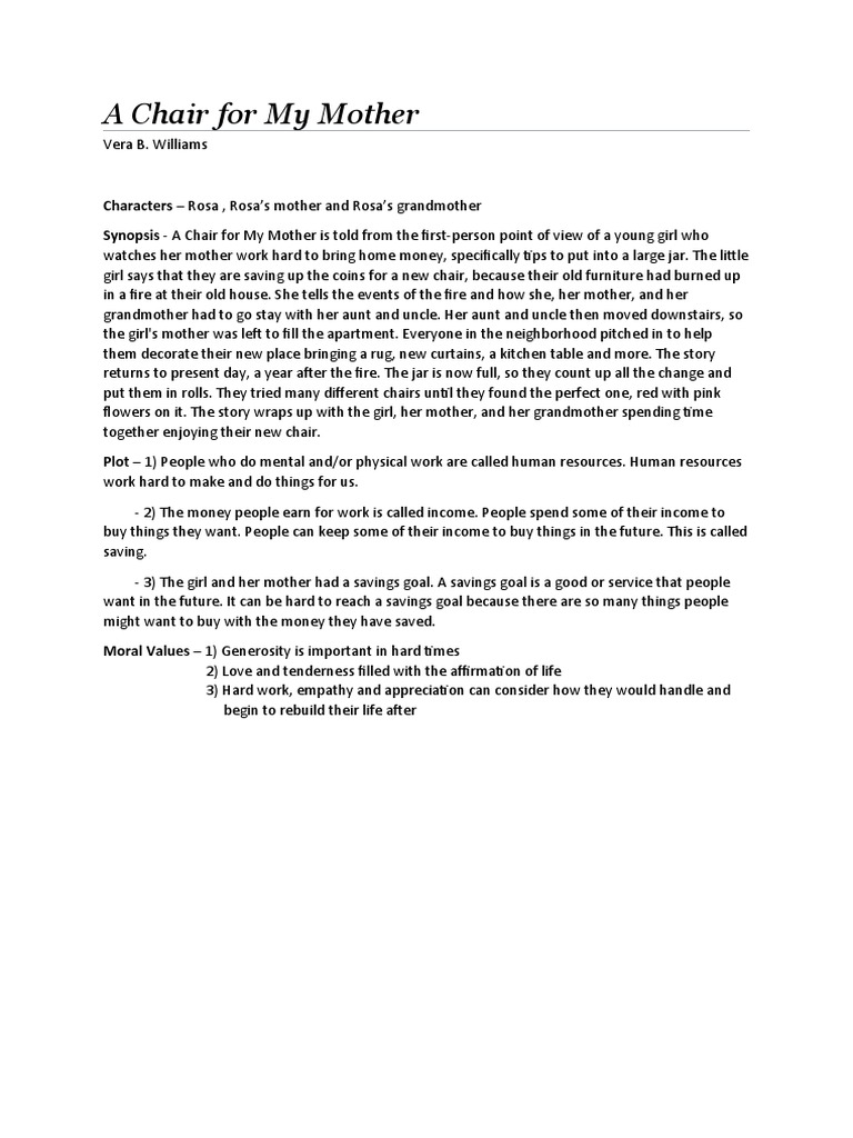 A Chair For My Mother 2 | PDF | Social Science