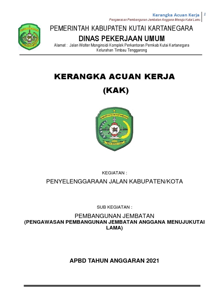 Dinas Pekerjaan Umum: Pemerintah Kabupaten Kutai Kartanegara | PDF