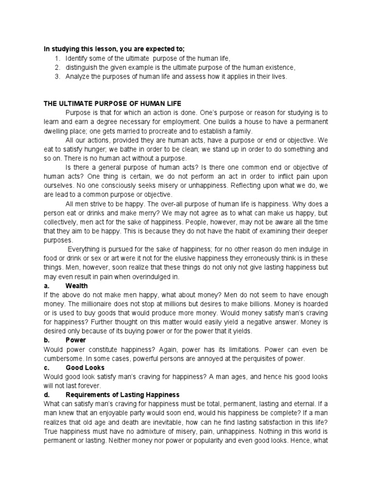 Ultimate Purpose of Human Life | PDF | Nous | Truth
