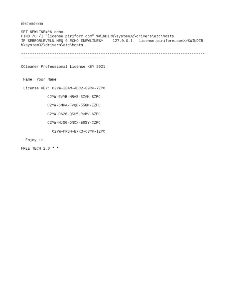 License KEY CCleaner | PDF
